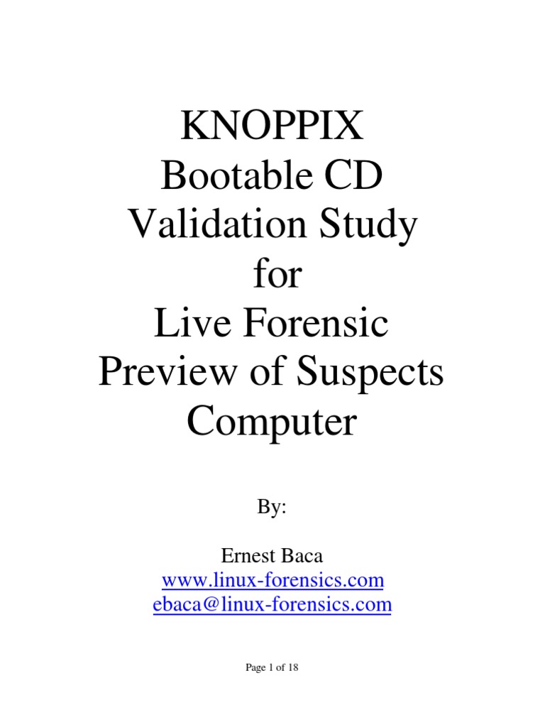 Knoppix Bootable CD Validation Study For Live Forensic Preview of ...