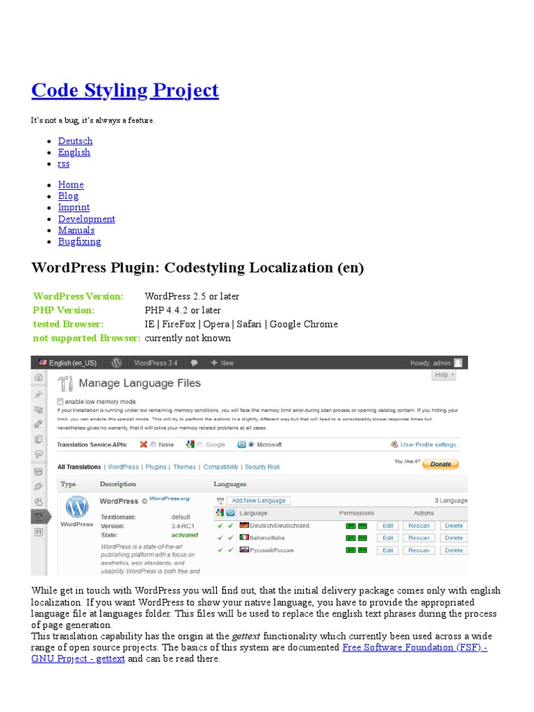 Code Styling Project WordPress Plugin - Codestyling Localization (En) PDF | PDF | Word Press ...