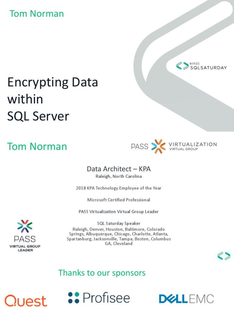 Encrypting Sensitive Data in SQL Server | PDF | Encryption | Microsoft ...
