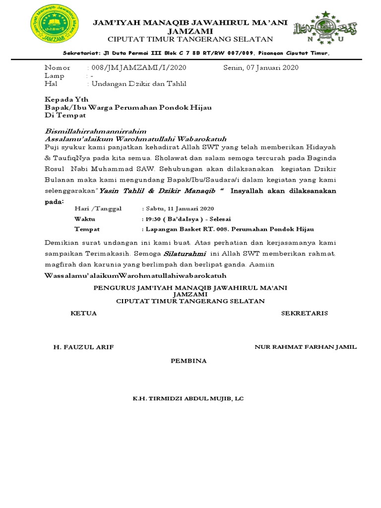 Surat Undangan Manaqib-1 | PDF