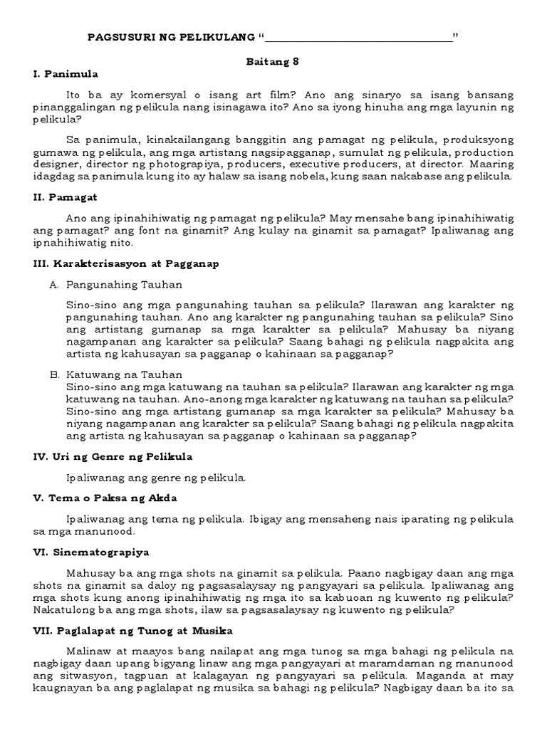 Format NG Suring Pelikula | PDF