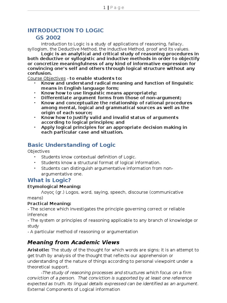 Basic Understanding of Logic | PDF | Logic | Proposition