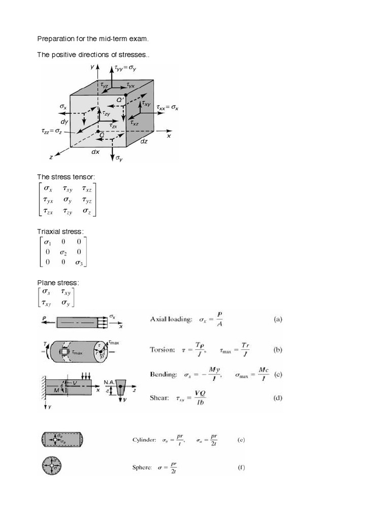 Mid Term Prep | PDF | Stress (Mechanics) | Euclidean Vector