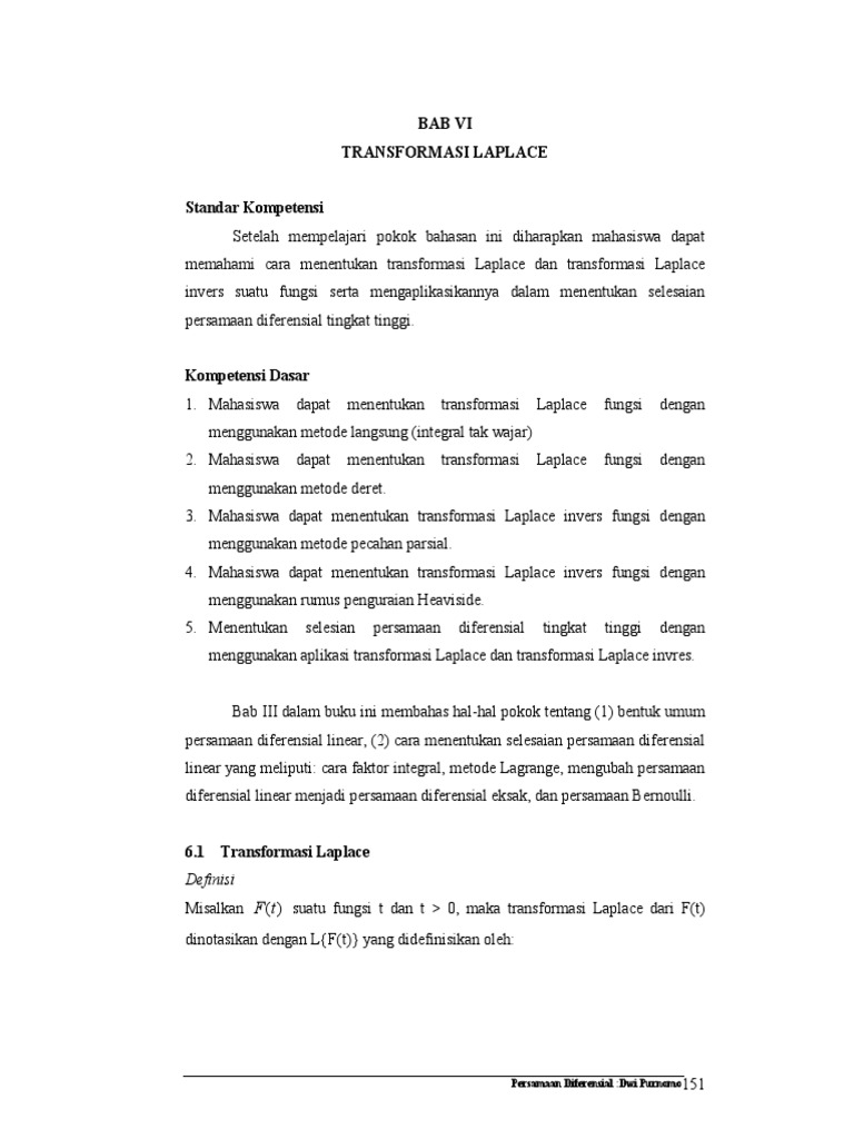 Rumus Transformasi Laplace dan Aplikasinya | PDF