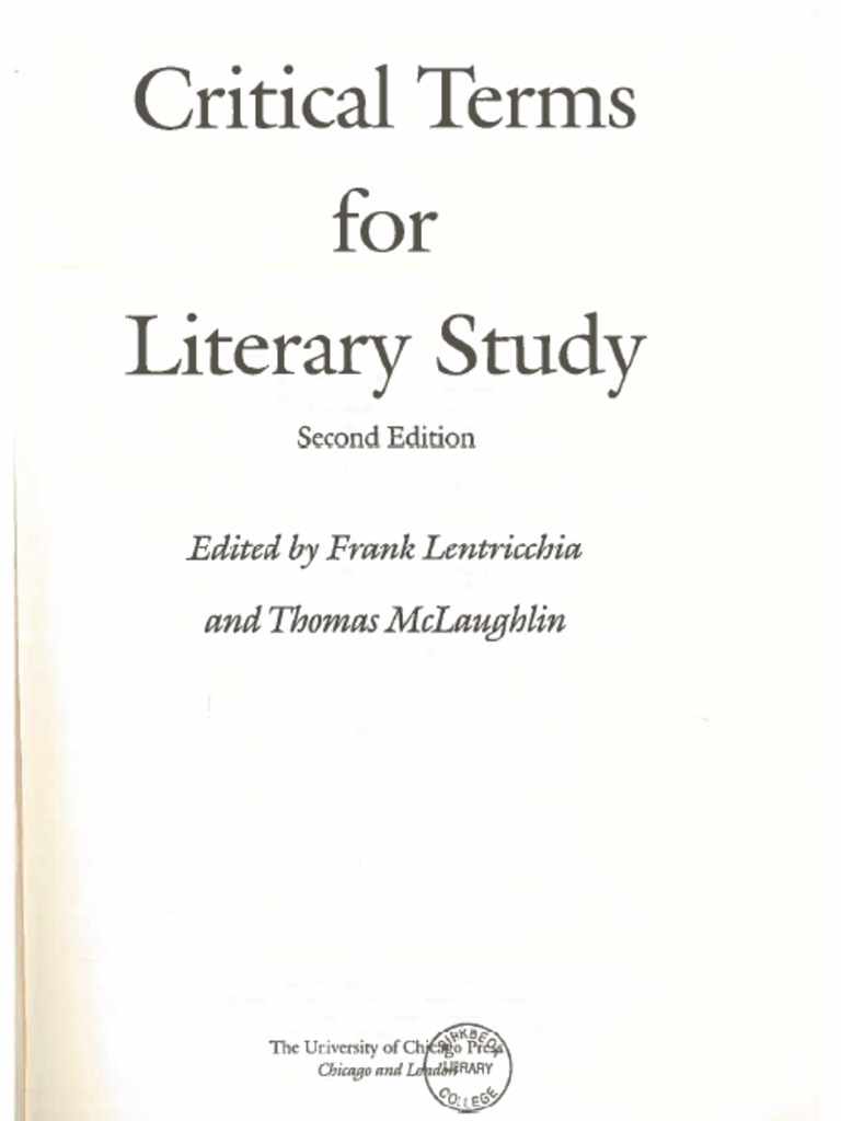 Critical Terms For Literary Study PDF | PDF