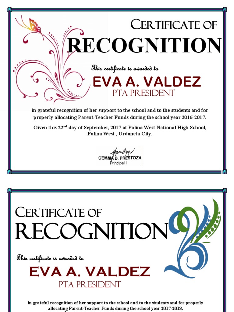 Certificate For PTA | PDF | Wellness | Home & Garden