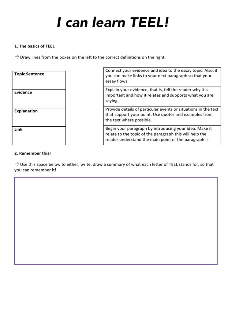 TEEL Worksheet - Y7 English | PDF | Tobacco Smoking | Addiction