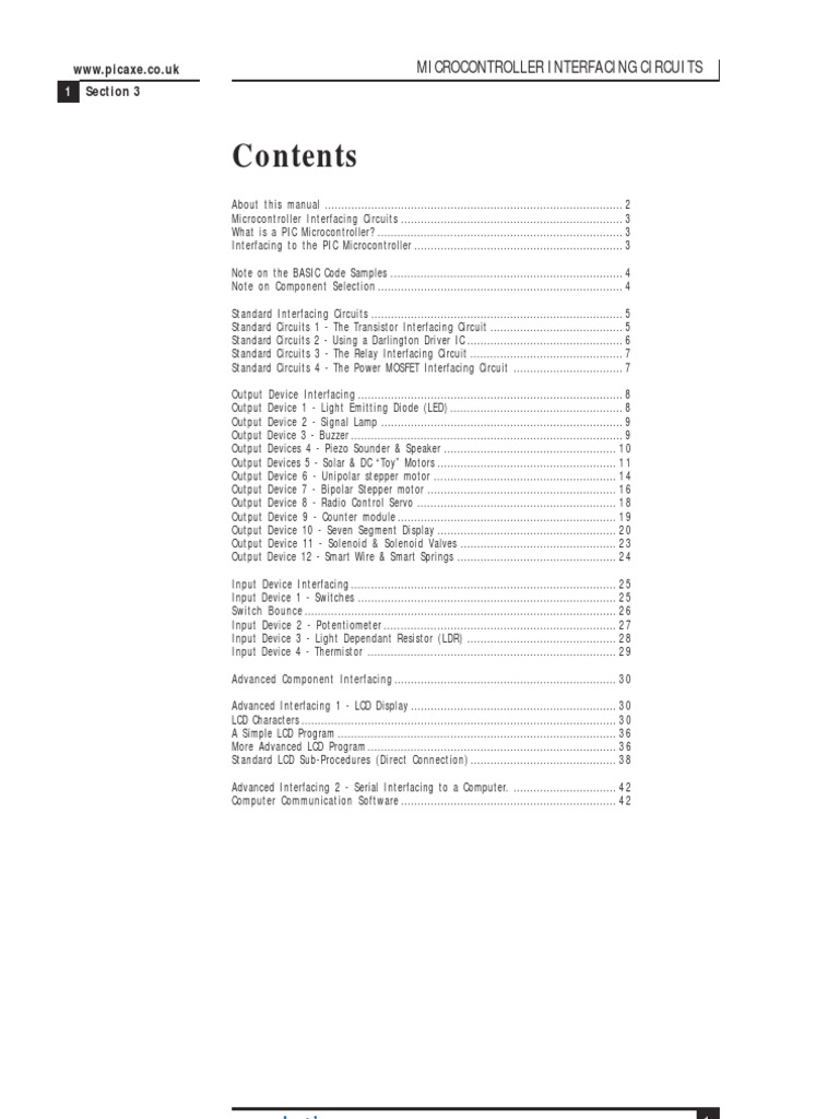 Picaxe Micro Controller Interfacing Circuits | PDF