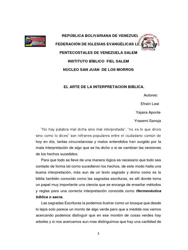 Ensayo de HERMENEUTICA | PDF | Biblia | Interpretación del lenguaje