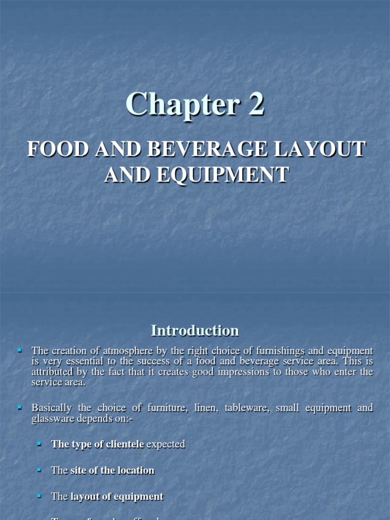 Chapter 2 - Food and Beverage Layout and Equipment | PDF | Tableware ...