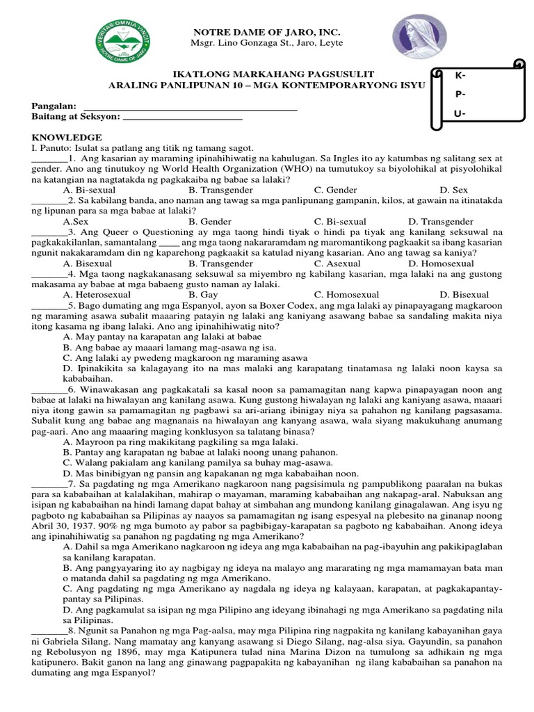 Ikatlong Markahan Sa Ap 10 | PDF