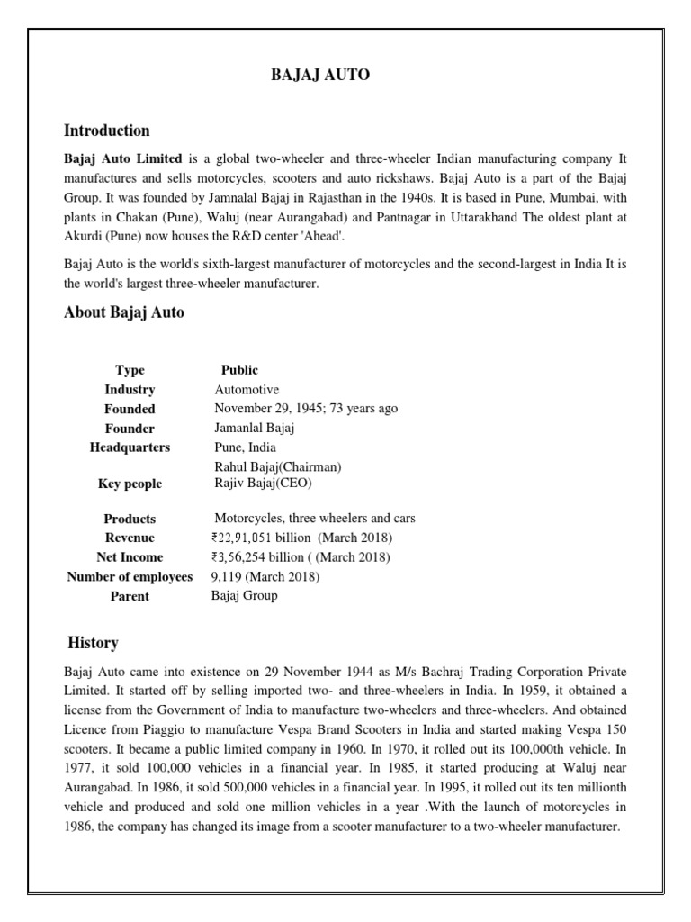 Bajaj Auto | PDF | Land Vehicles | Motor Vehicle