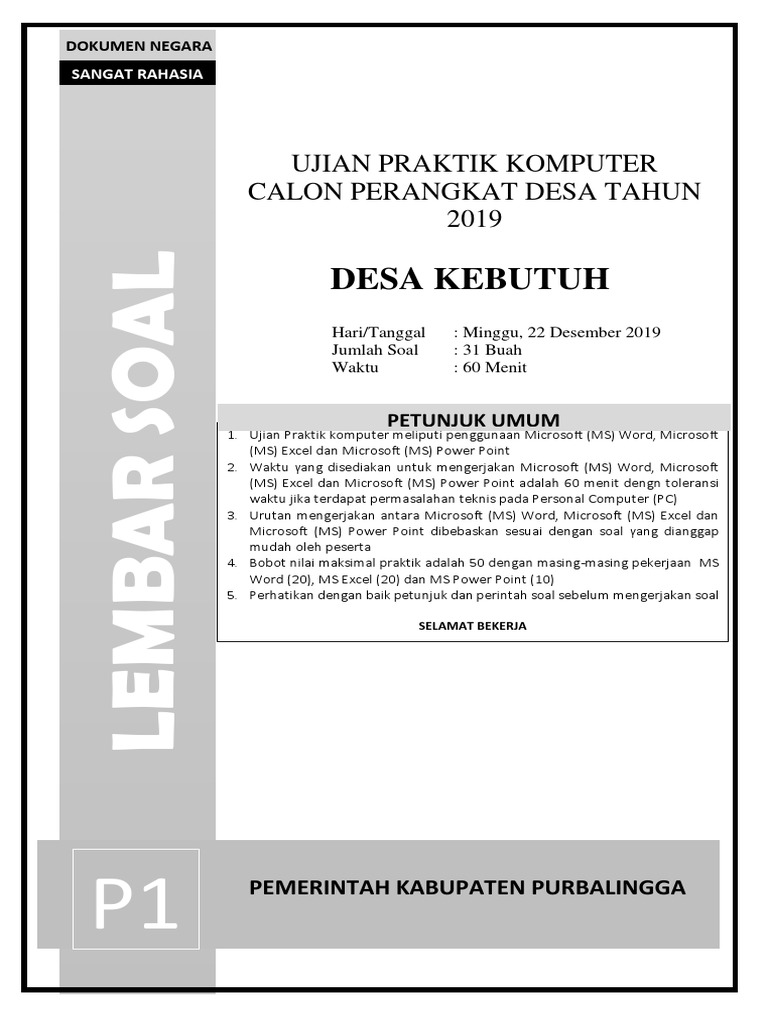 Soal Komputer Seleksi Perangkat Desa | PDF