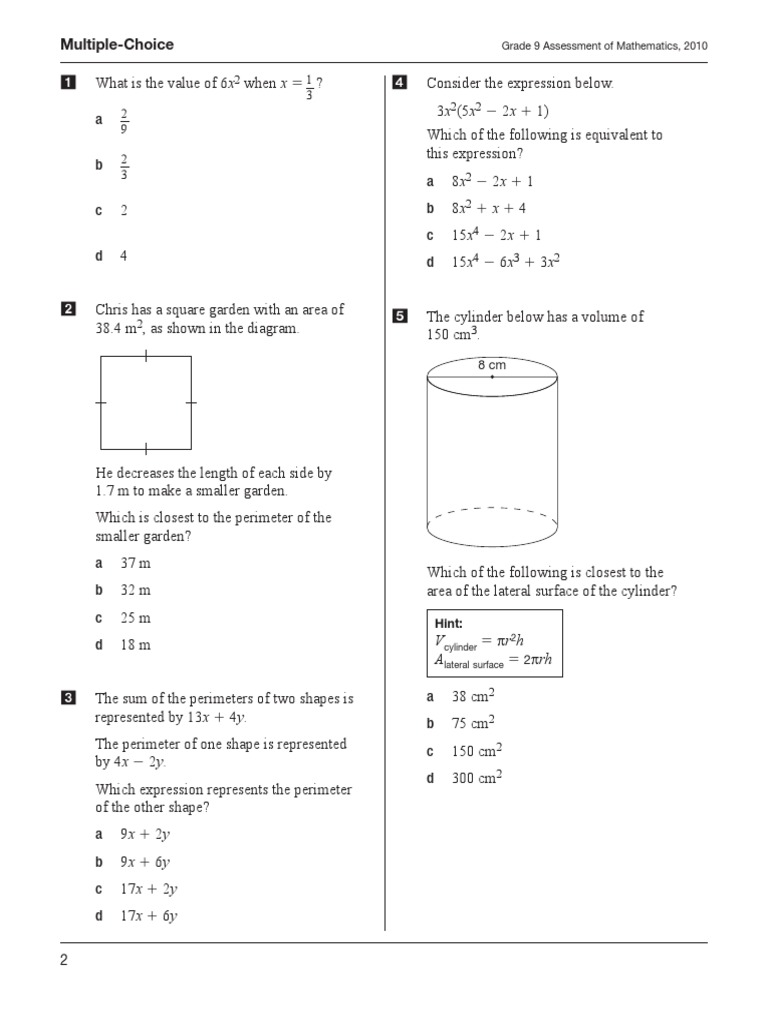 2010 EQAO Practice Test-2-15 | PDF | Fahrenheit | Geometry