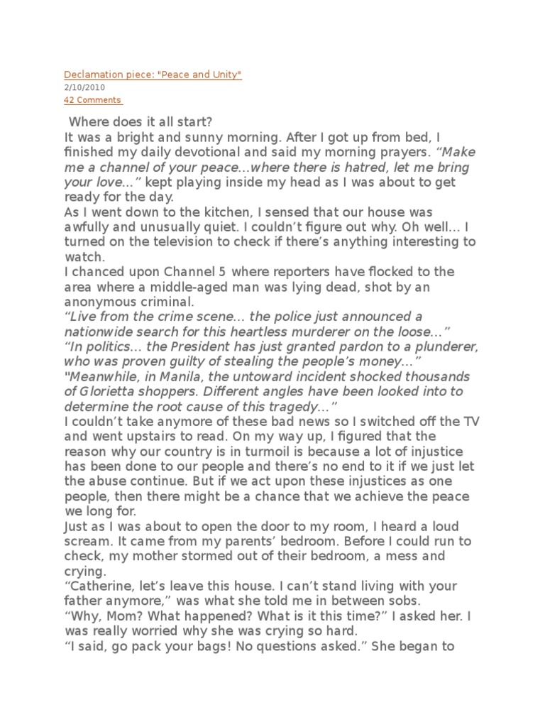 Declamation Piece | PDF | Ethical Principles | Philosophical Theories