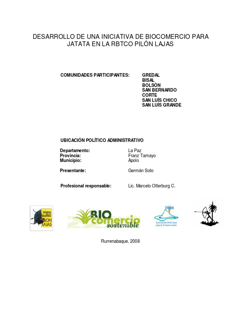 Conservación y Aprovechamiento de La Jatata (Geonama Deversa) | PDF ...