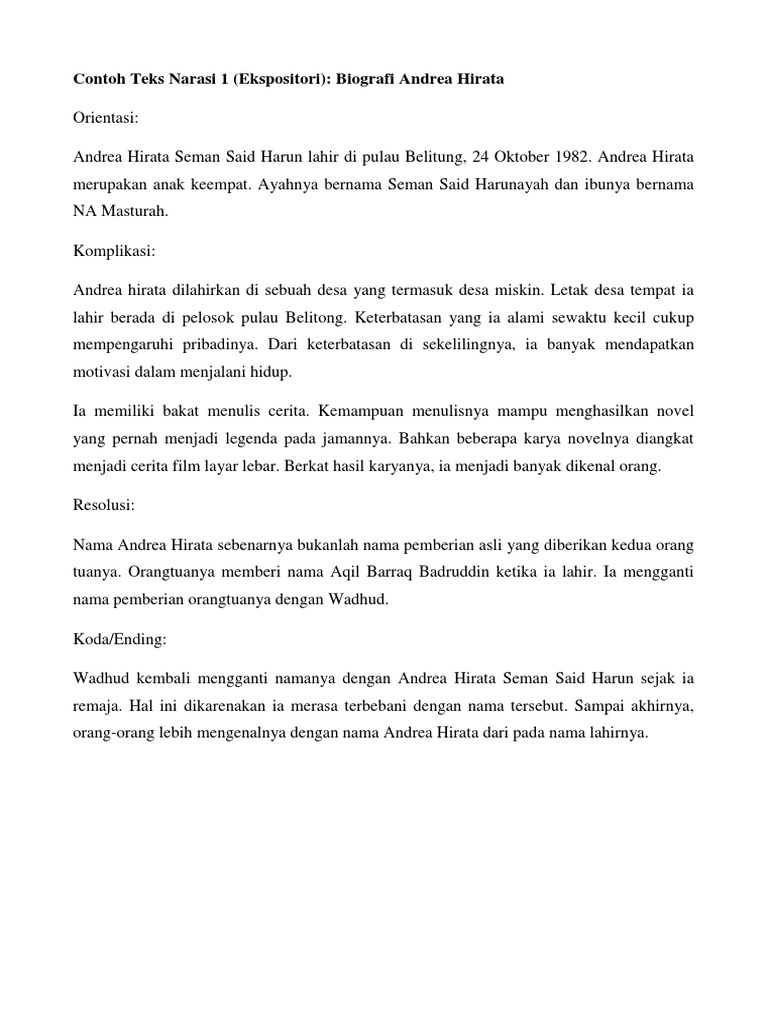 Contoh Teks Narasi 1 | PDF