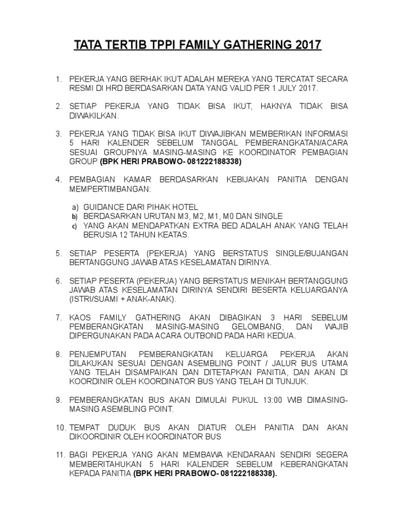 Tata Tertib Peserta Tppi Family Gathering | PDF