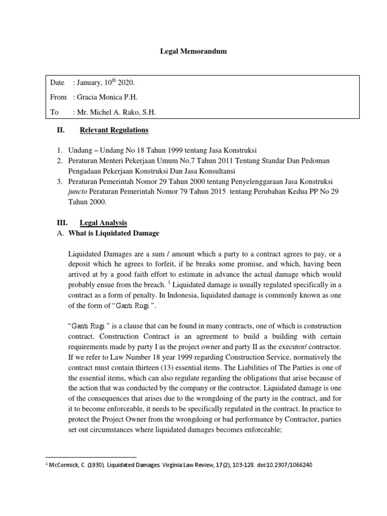 Understanding Liquidated Damages in Indonesia | PDF | Liquidated ...