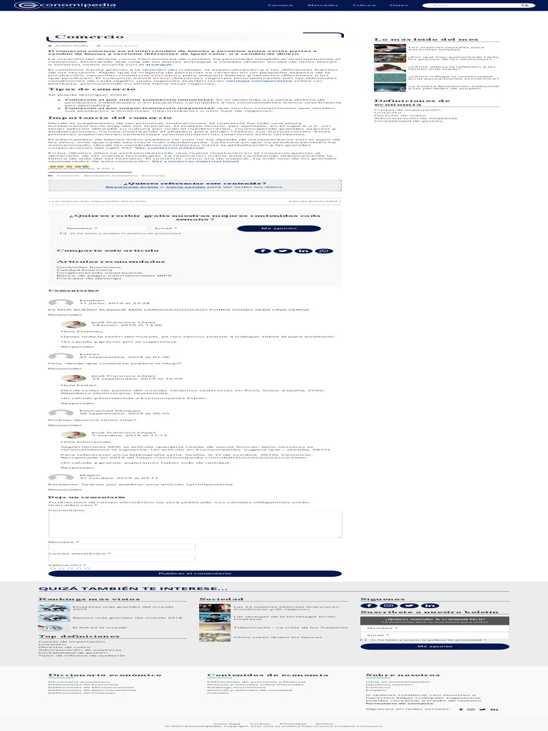 Comercio - Definición, Qué Es y Concepto - Economipedia | PDF ...