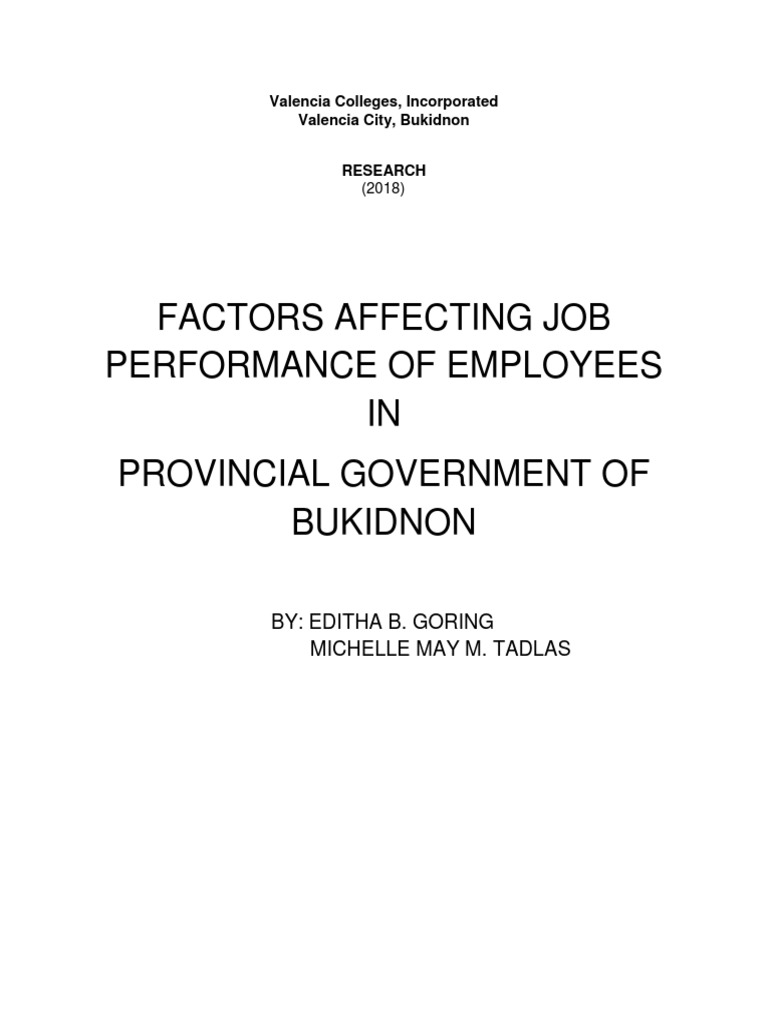 Factor Affecting Job Performance of Employees in PGB | PDF | Employment ...