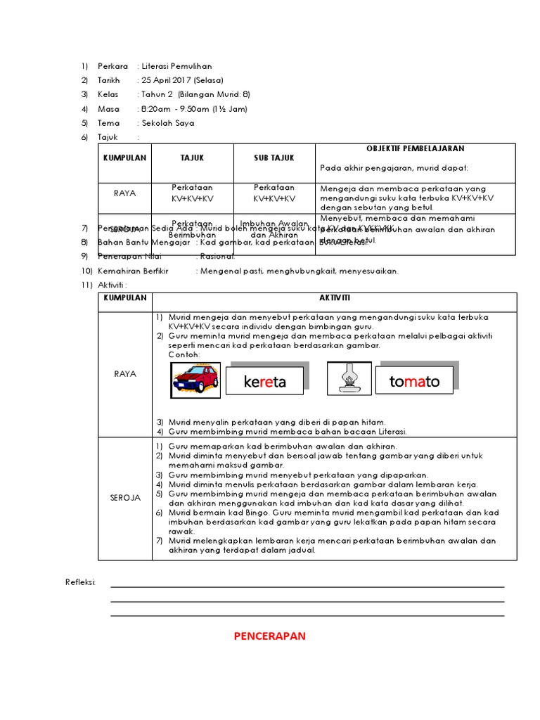 Contoh RPH Pencerapan | PDF