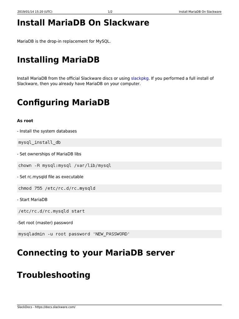 Install Mariadb On Slackware | PDF