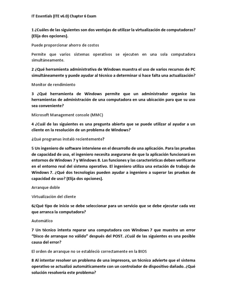 ITE 6.0 Capitulo 6 2019 | PDF | Windows 7 | Microsoft Windows