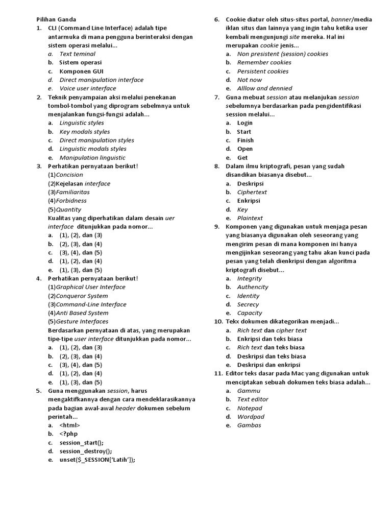 Xii RPL - Pemrograman Web Dan Perangkat Berjalan - Soal No Jawab | PDF | Teknologi & Rekayasa