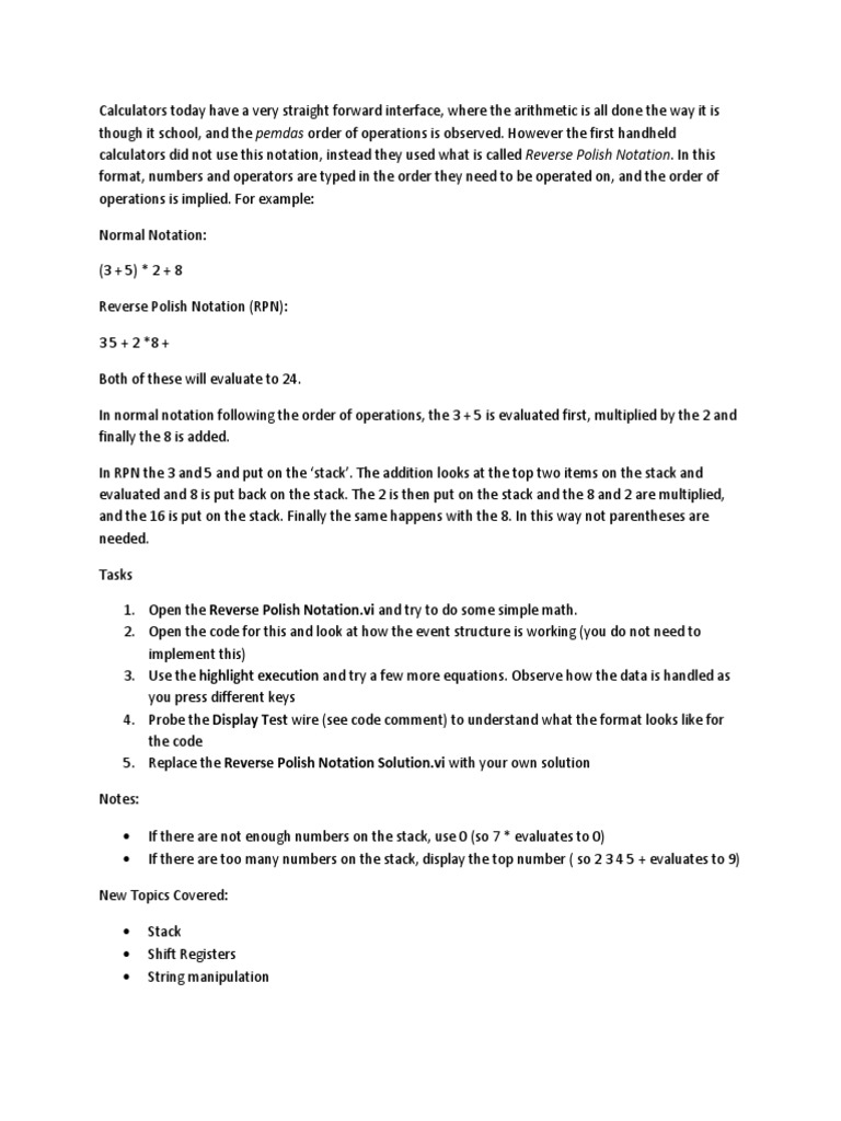 Reverse Polish Notation | PDF | Technology & Engineering