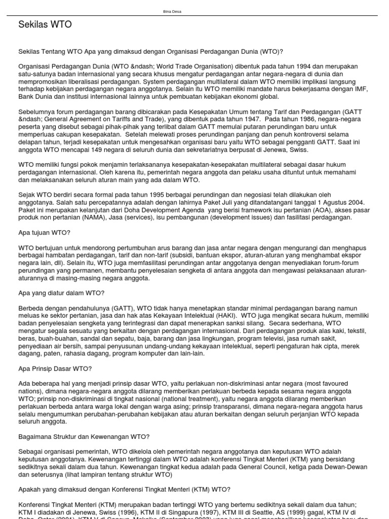 Tentang WTO | PDF