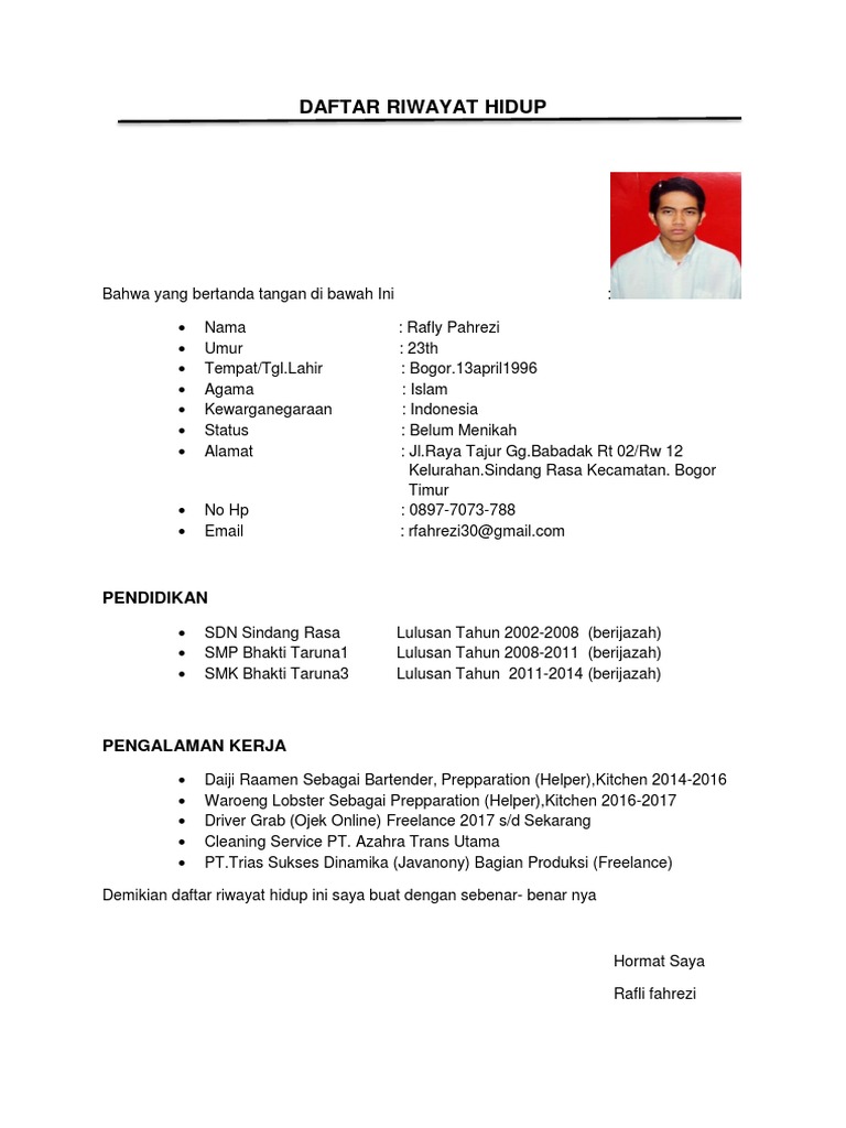 CV Rafly Pahrezi | PDF