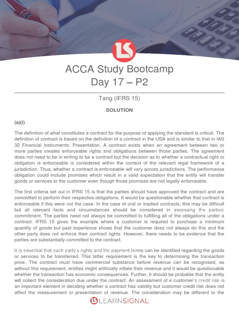 P2 Day 18 IFRS 15 (Tang) Solution PDF | PDF | Prices | International Financial Reporting Standards