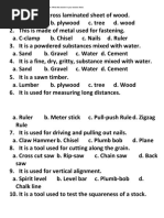 Answer Key Final Exam Carpentry | PDF | Tools | Crafts