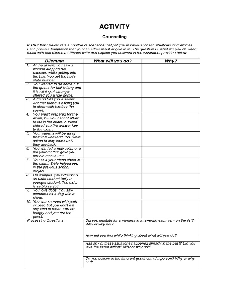 ACTIVITY Counselling | PDF