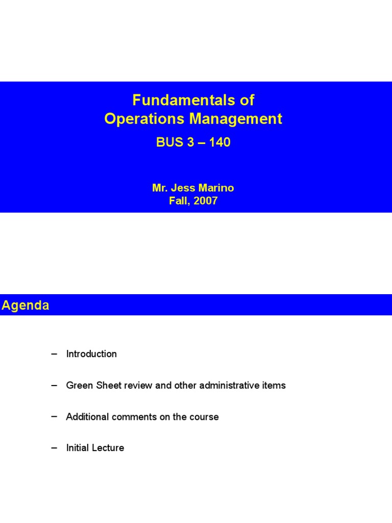 Operations Management Fundamentals Guide | PDF | Operations Management ...