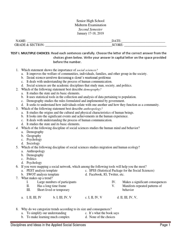 DISS Midterm Exam 2020 | PDF | Social Science | Human