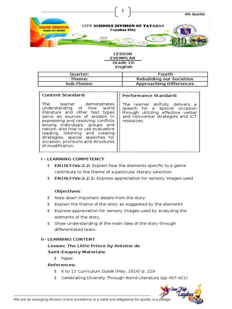 G10 English Lesson Exemplar 4th Quart | PDF | Educational Technology ...