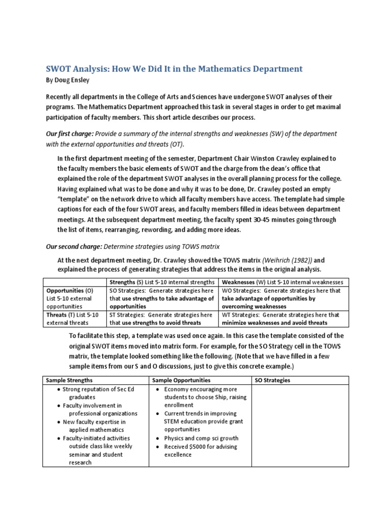 Math Swot PDF | PDF | Swot Analysis | Learning