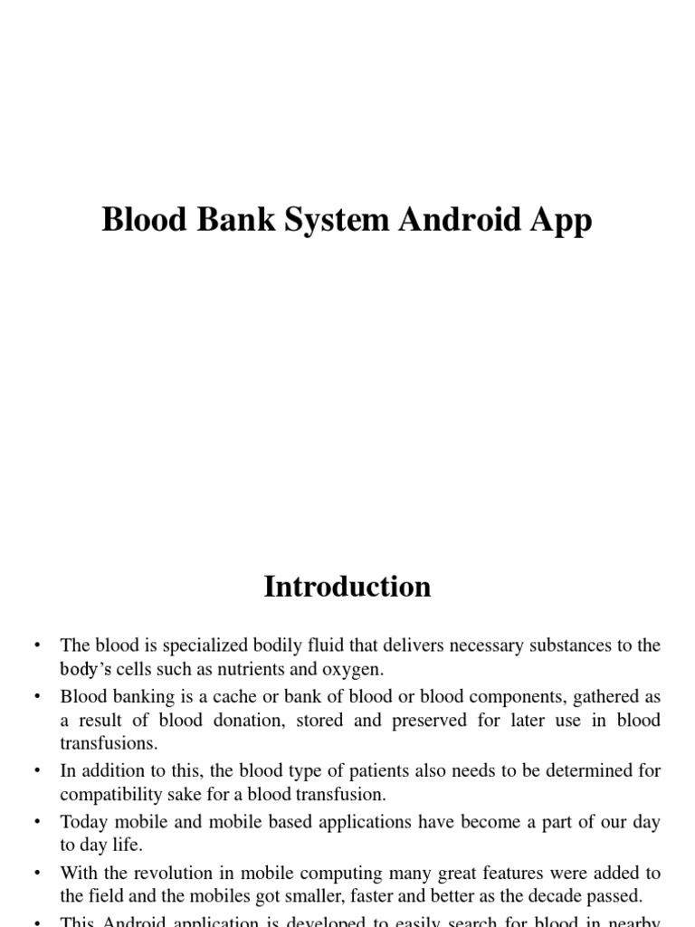 Find Blood in Emergencies with "Blood Bank Android App | PDF | Blood ...