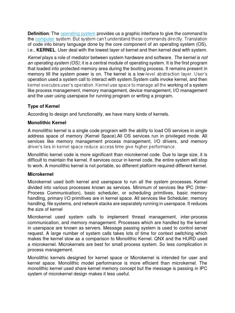 Kernal | Download Free PDF | Kernel (Operating System) | Operating System