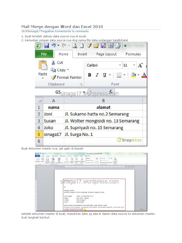 Panduan Mail Merge Word & Excel | PDF | Komputer