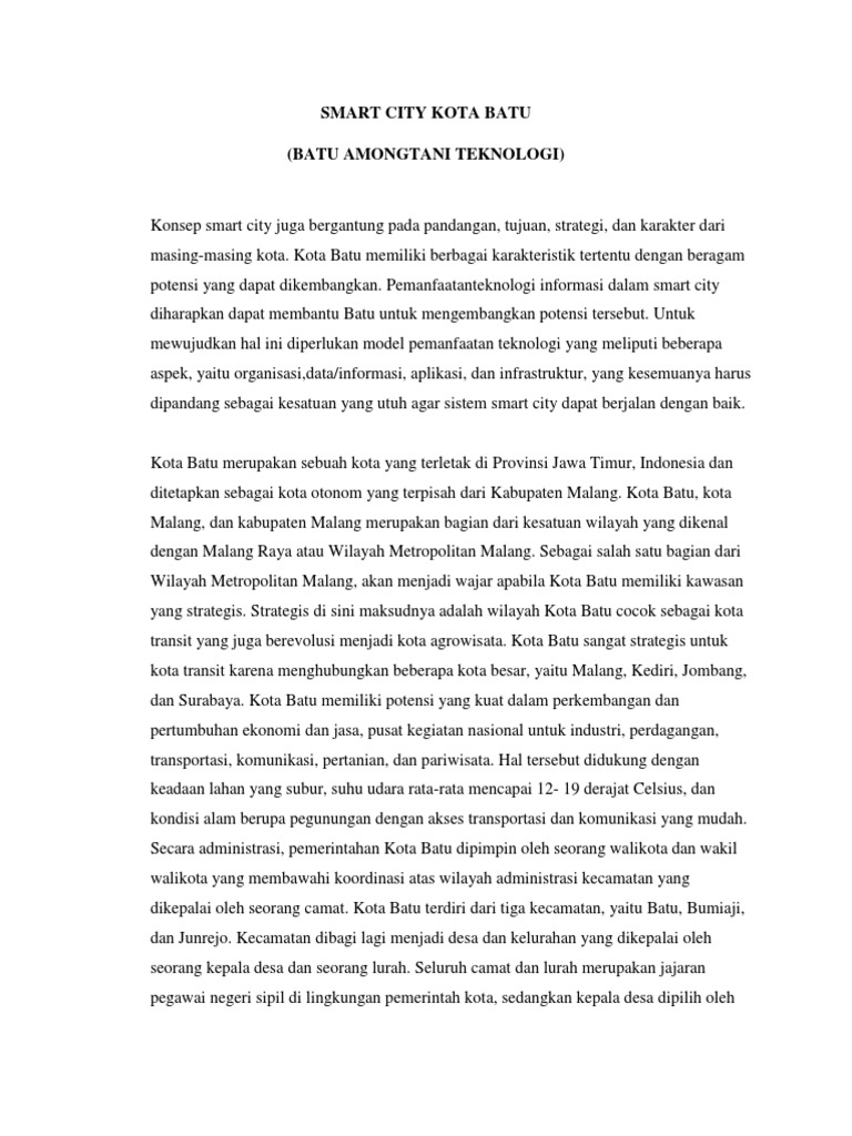 Masterplan Smart City Kota Batu | PDF