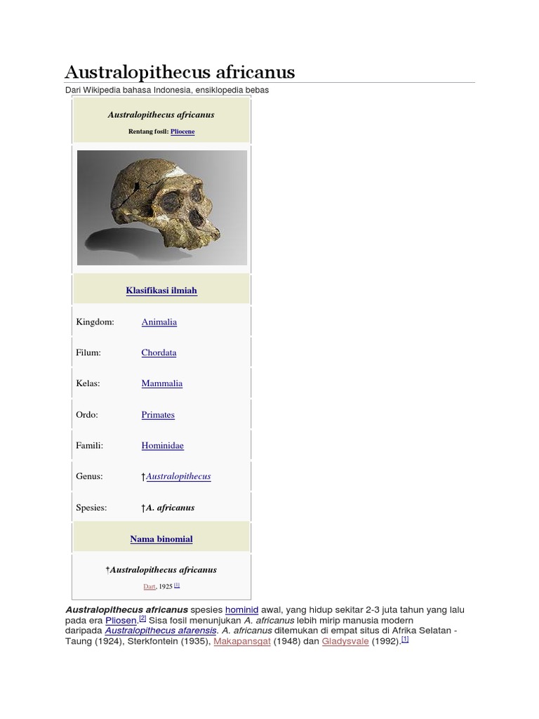Australopithecus Africanus | PDF