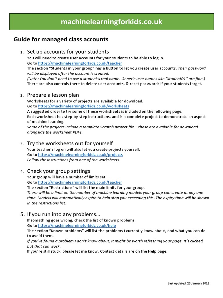 Guide to Machine Learning for Kids | PDF | Worksheet | Machine Learning