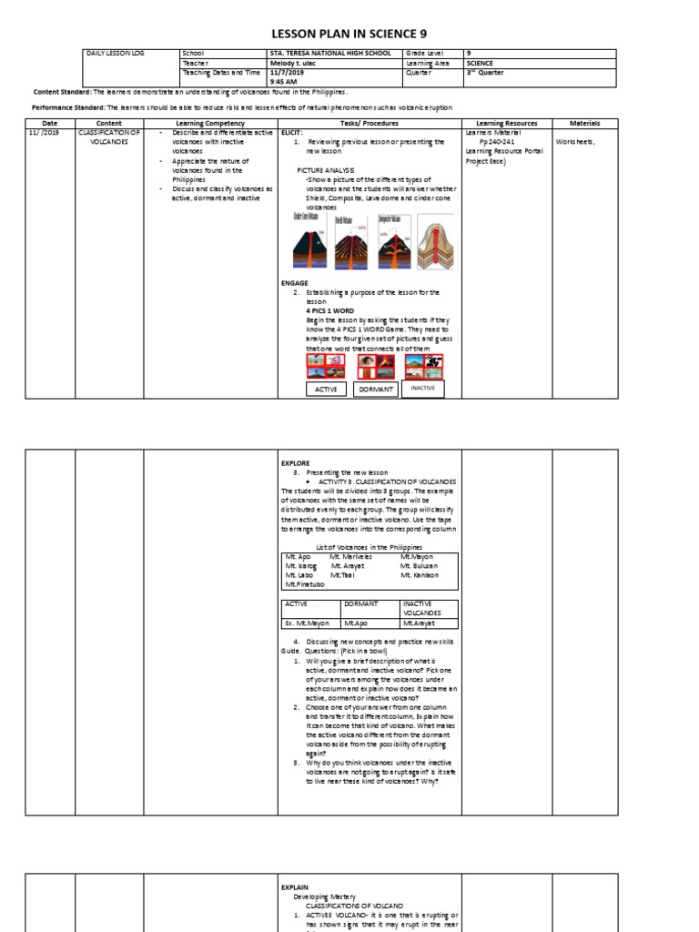 Lesson Plan | PDF | Volcanology | Volcano