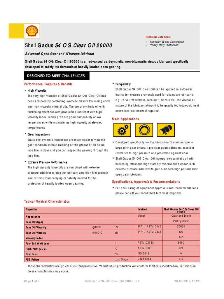 Shell Gadus S4 OG Clear Oil Overview | PDF | Lubricant | Viscosity