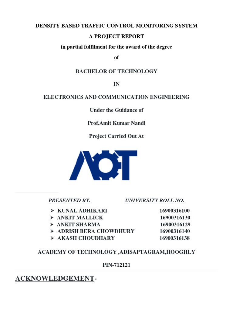 Density Based Traffic Light Control System Report (Rough) | PDF | Light ...