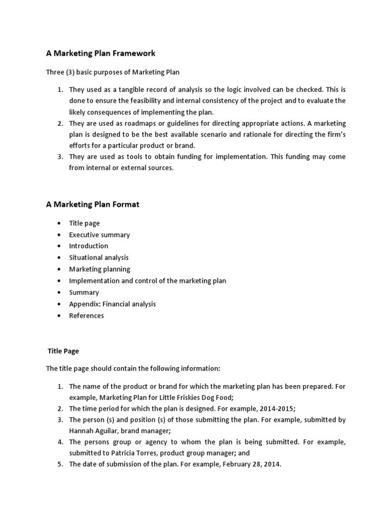 A Marketing Plan Framework | PDF | Marketing | Market (Economics)