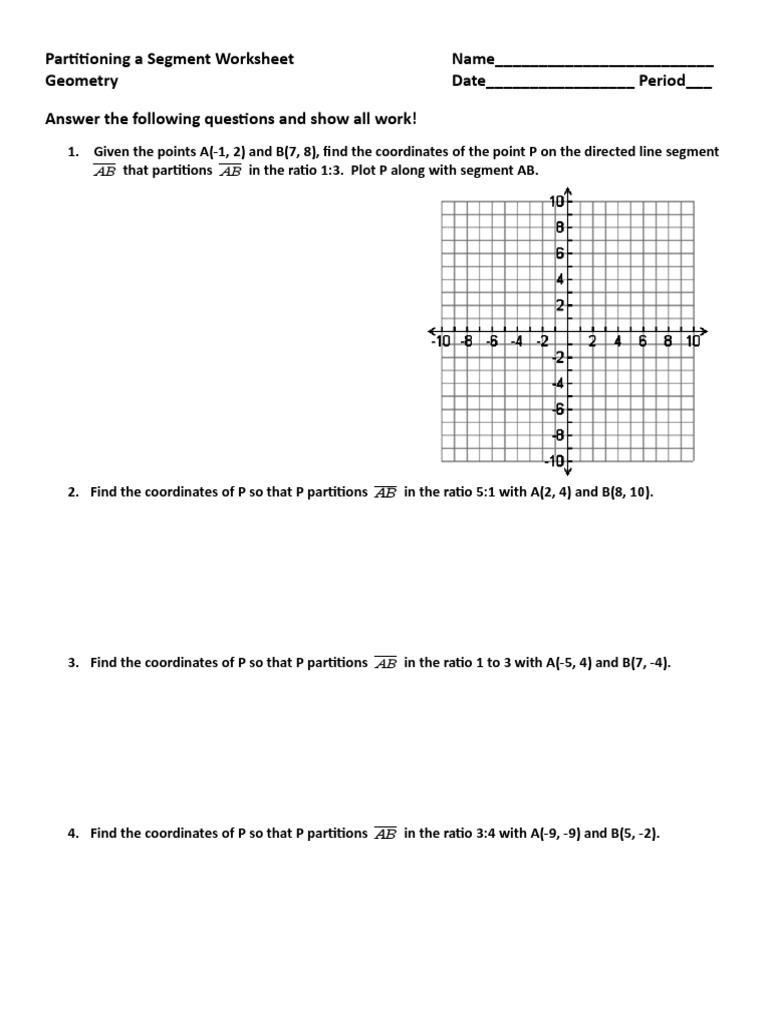 Partition A Segment Worksheet | PDF